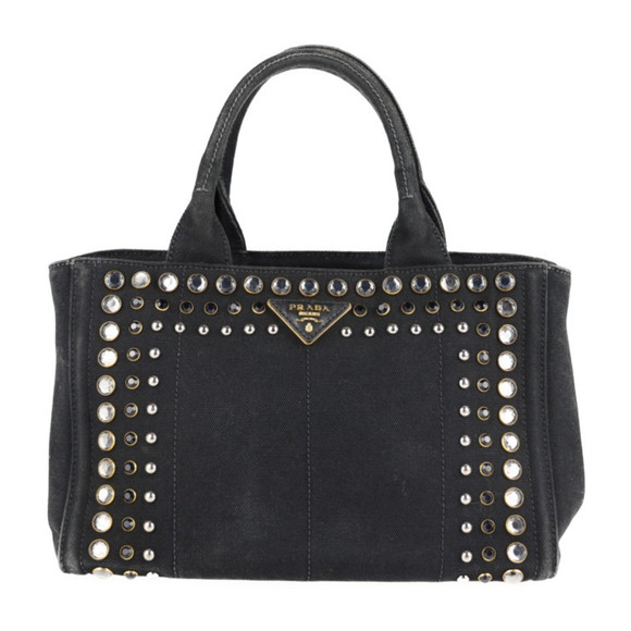 Prada | Bags | Prada Canapa Canapa Tote Bag B2439o Canvas Black Bijou ...